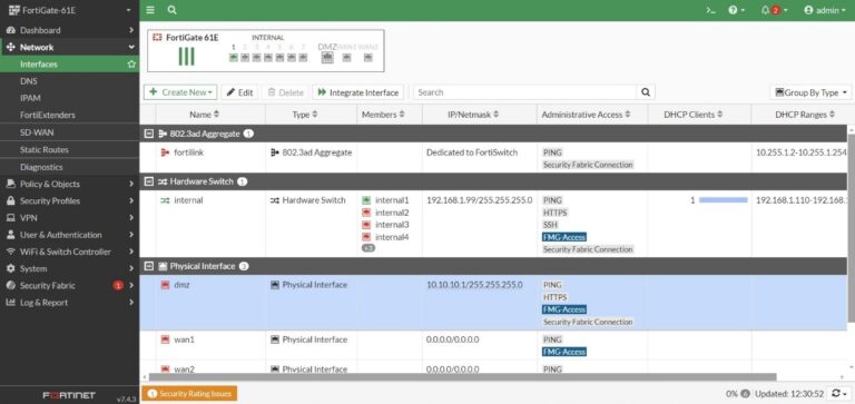 Configuration d'un Fortigate